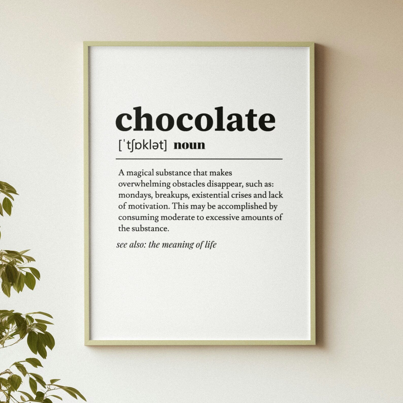 Printable Funny Dictionary Poster for Chocolate Lovers - Etsy
