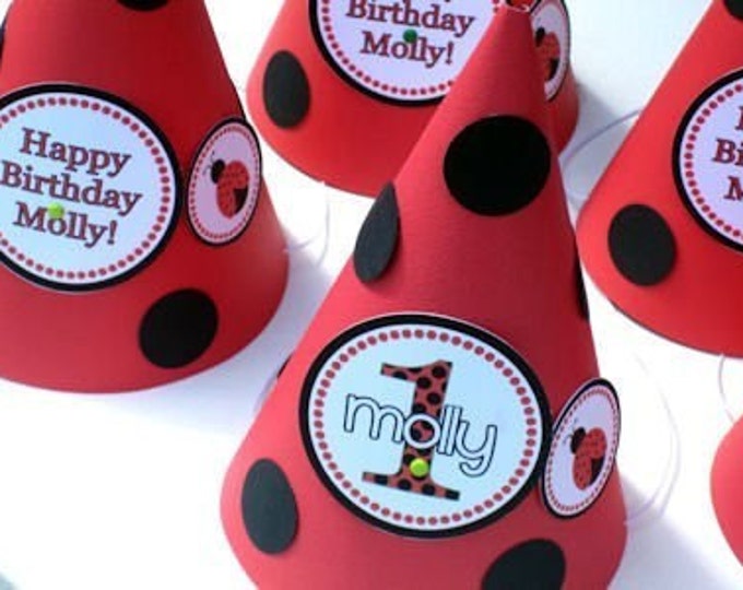 Ladybug Party Black and Red Cone Hats, Custom Ladybug Party Hats ...