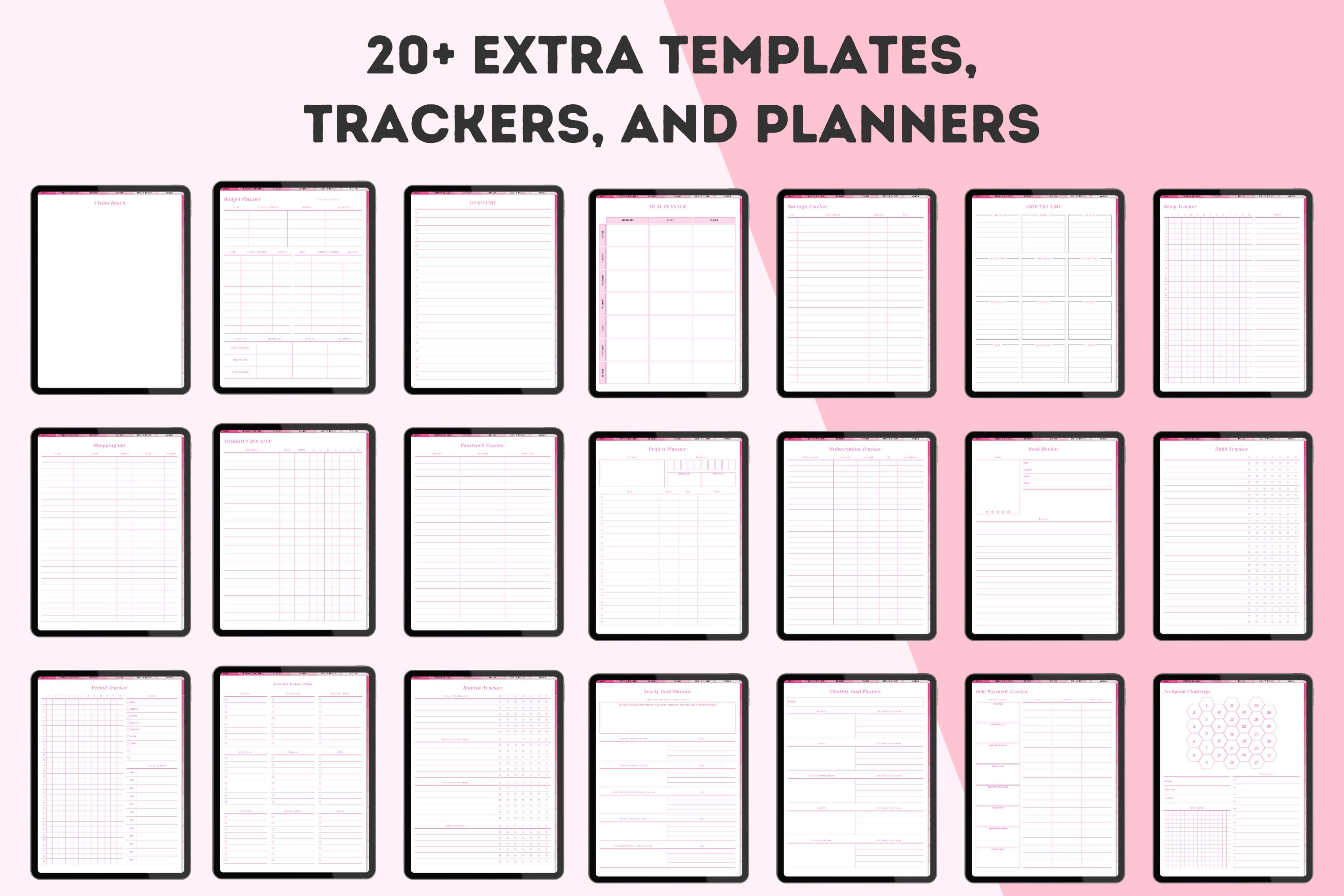 Retro Pink 2024 Dated Hyperlinked Digital Planner, Goodnotes Digital ...
