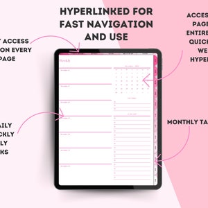 Retro Pink 2024 Dated Hyperlinked Digital Planner, Goodnotes Digital ...