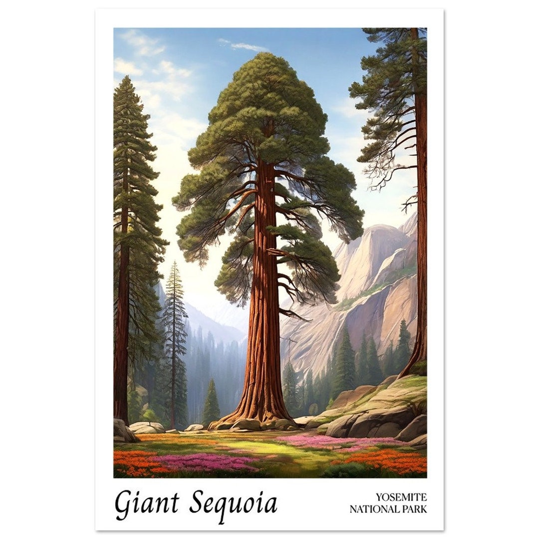 Giant Sequoia Print Yosemite National Park Art, California Nature Print ...