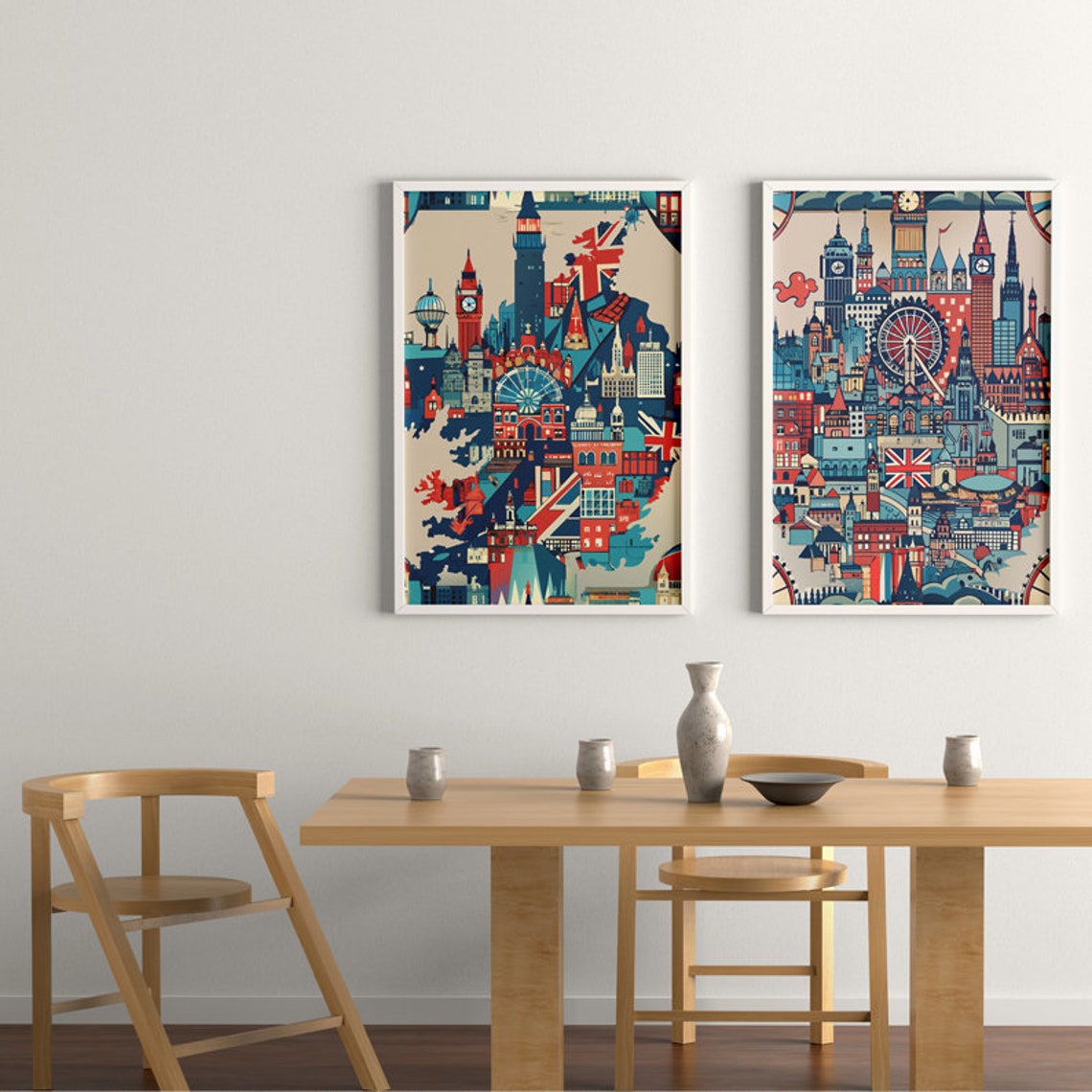 Set of 2 Prints London Landmarks Digital Print, Printable Wall Art ...
