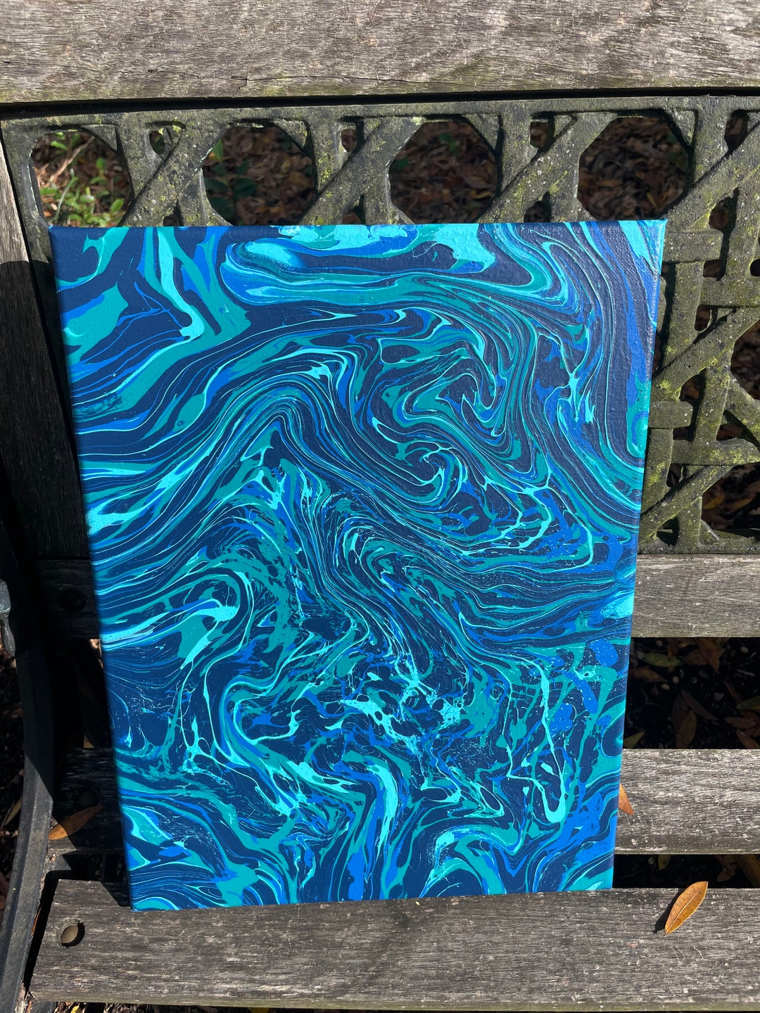 Ocean Deep, Original Blue Acrylic Pour Painting - Etsy