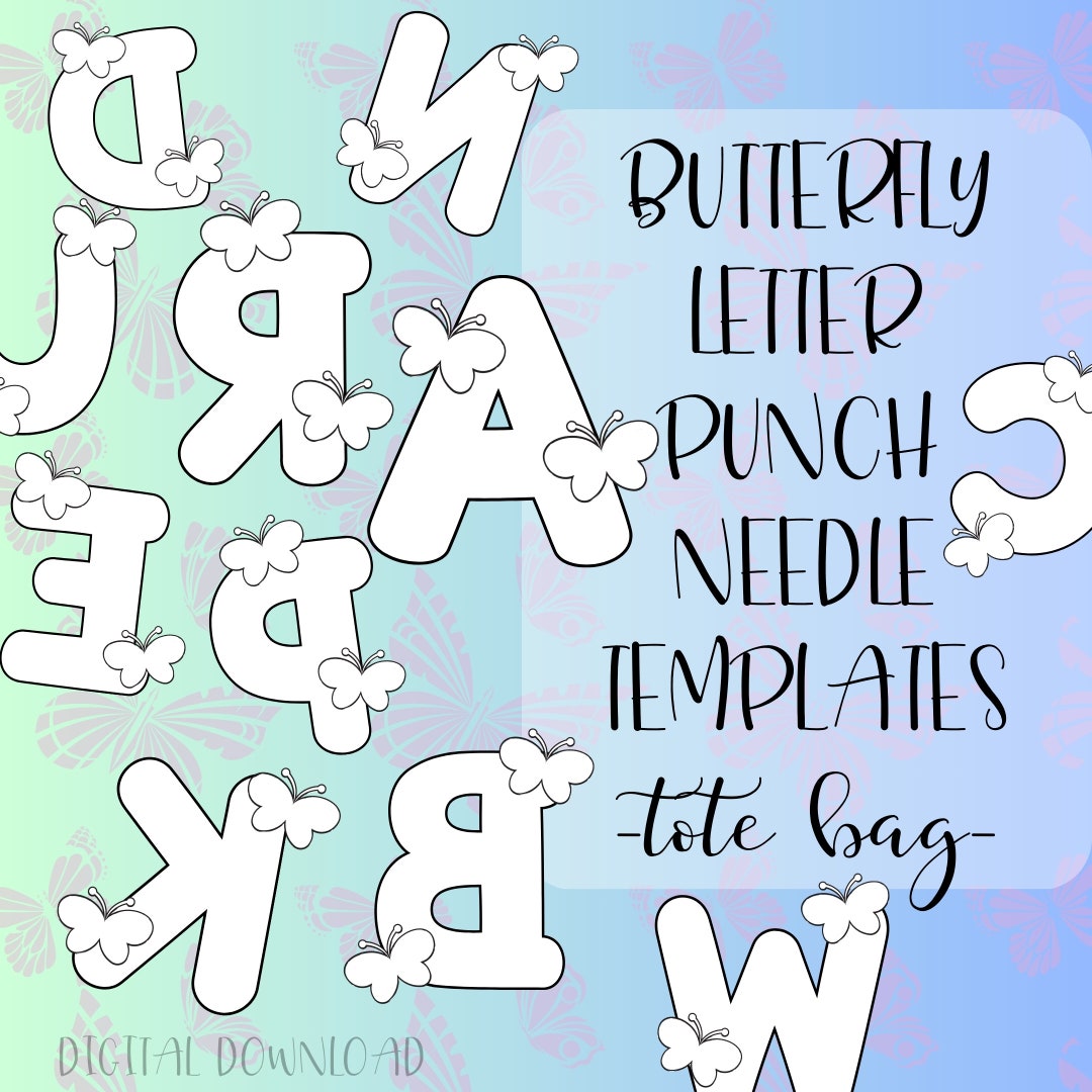 Butterfly Punch Needle Bag Pattern, Punch Needle Pattern, Personalized ...