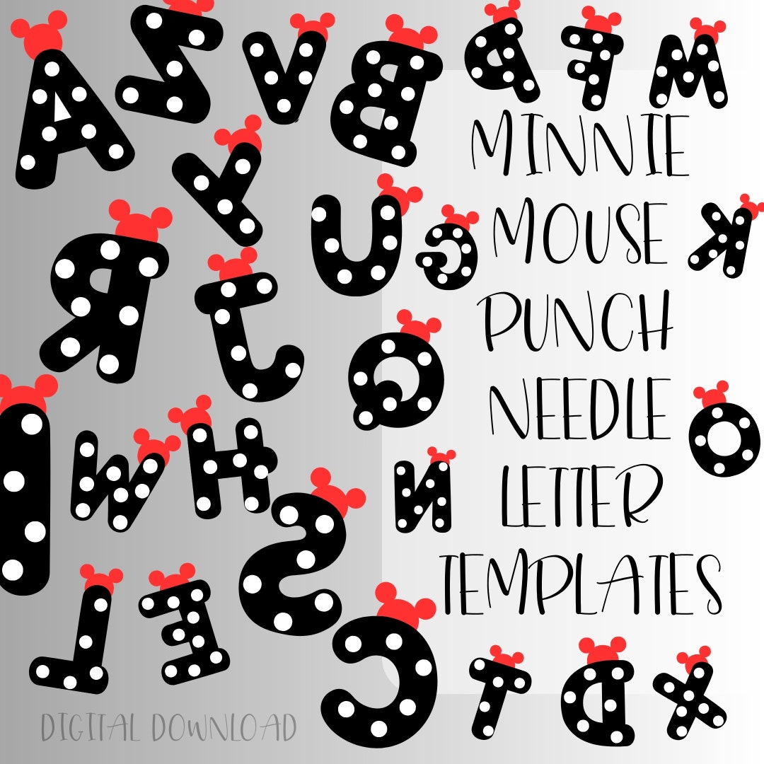 Mouse Alphabet Punch Needle Templates, Punch Needle Letter Templates ...