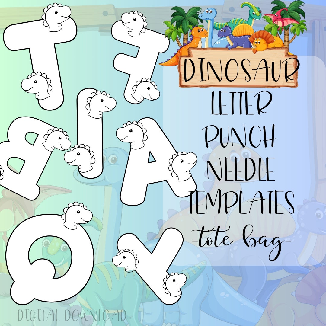 Dinosaurs Punch Needle Bag Pattern, Punch Needle Pattern, Personalized ...