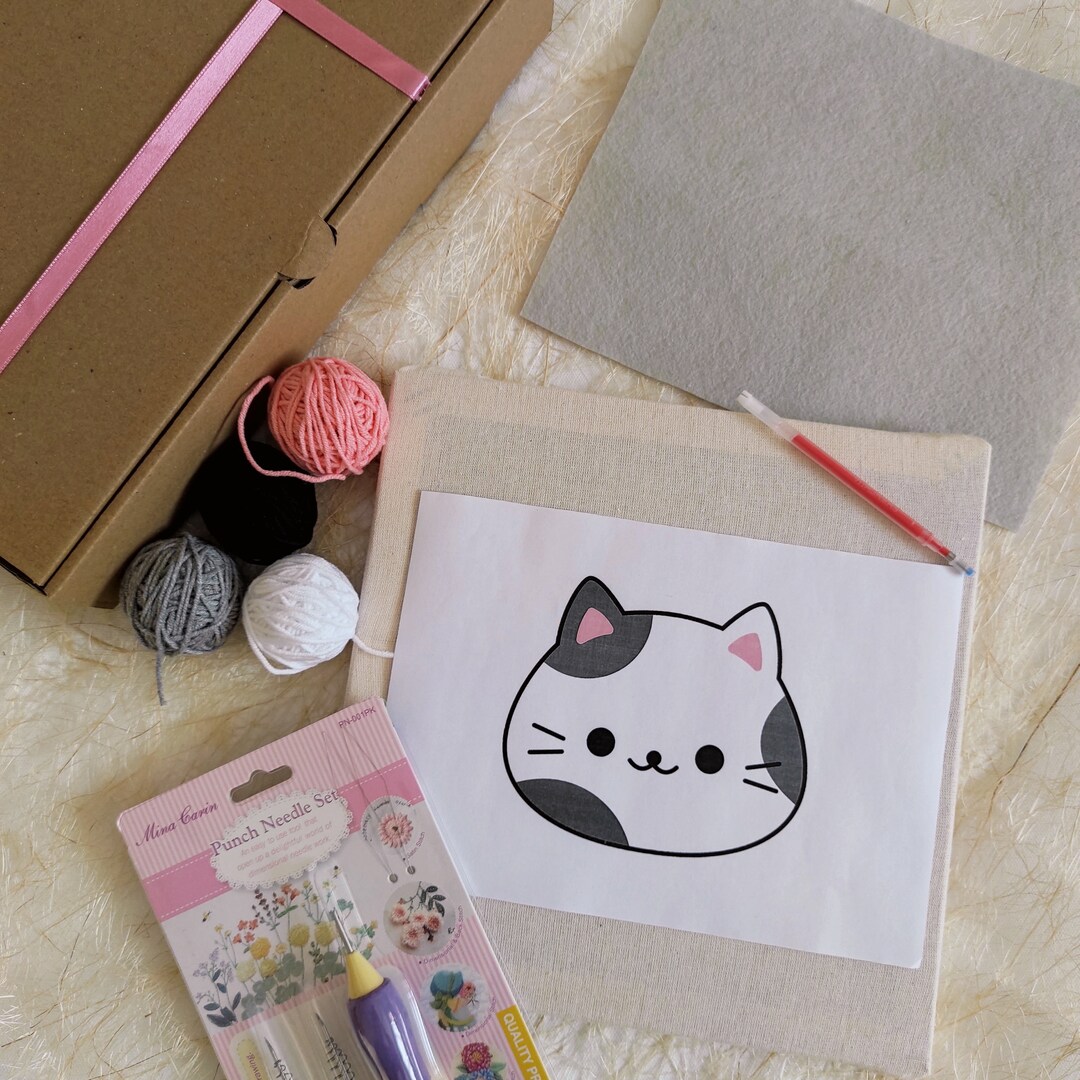 Cat Punch Needle Kit for Beginners, Punch Needle Template, Punch Needle ...