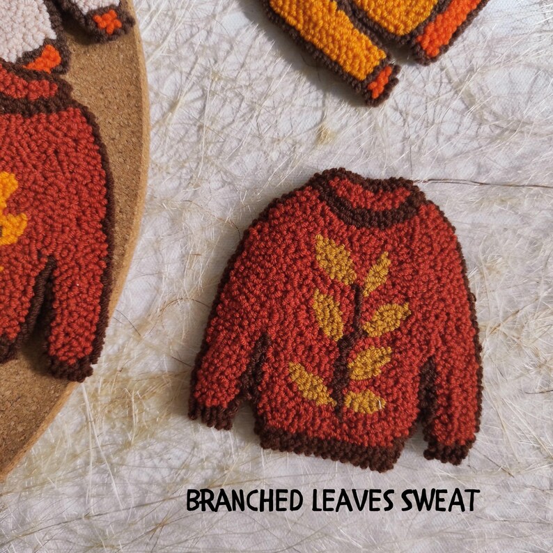 Punch Needle Fall Coasters: Autumn Sweater Mug Rugs - Etsy