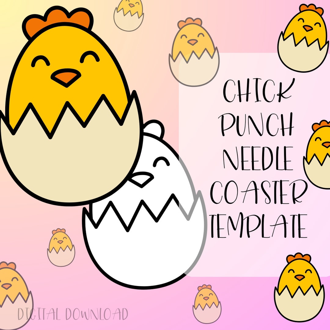 Chick Mug Rug Pattern, Chick Punch Needle Coaster, Punch Needle Pattern ...