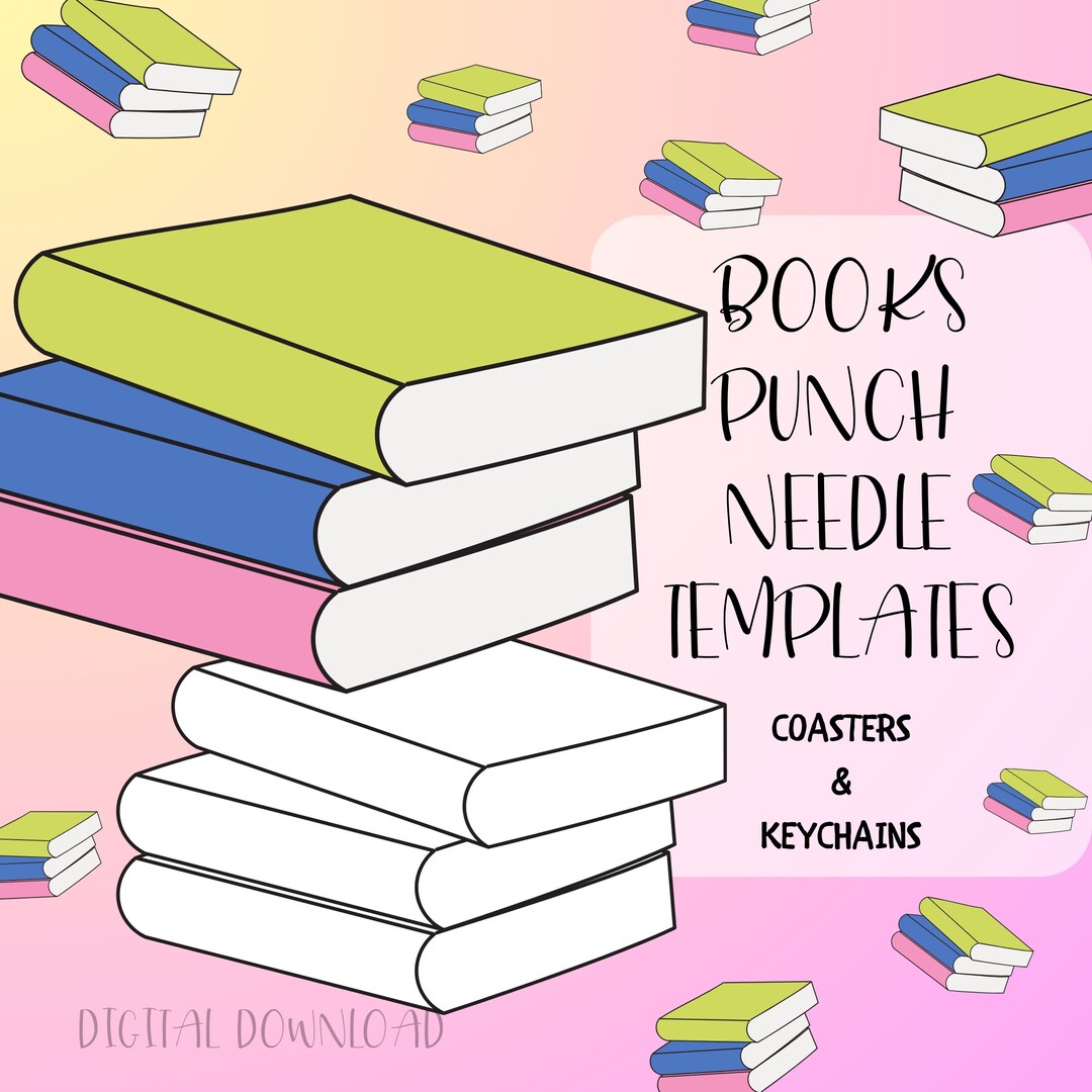 Books Punch Needle Pattern: Coaster & Keychain Template (digital Download) - Etsy