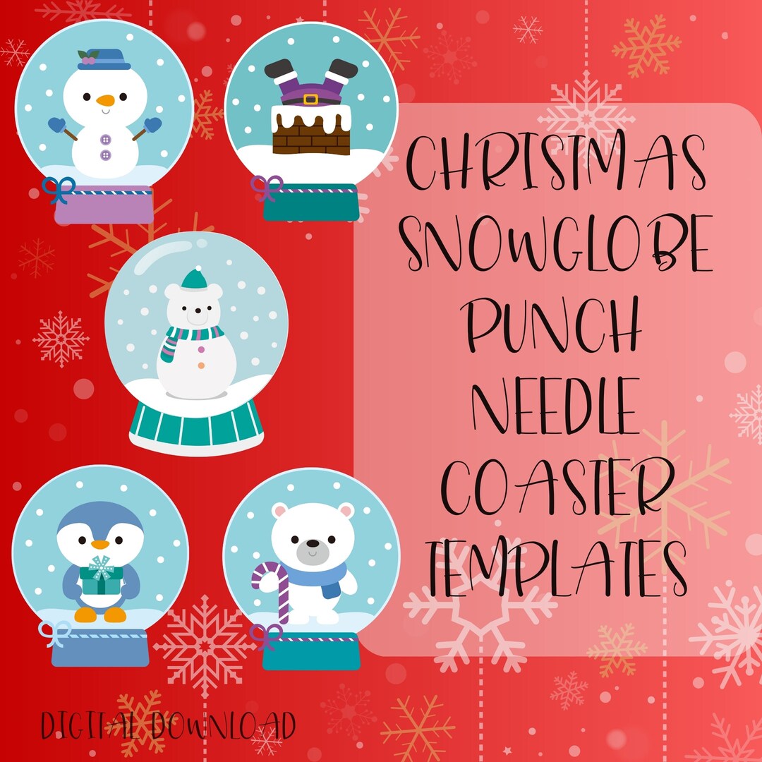 Christmas Punch Templates, Punch Needle Patterns, Snowglobe Coaster ...