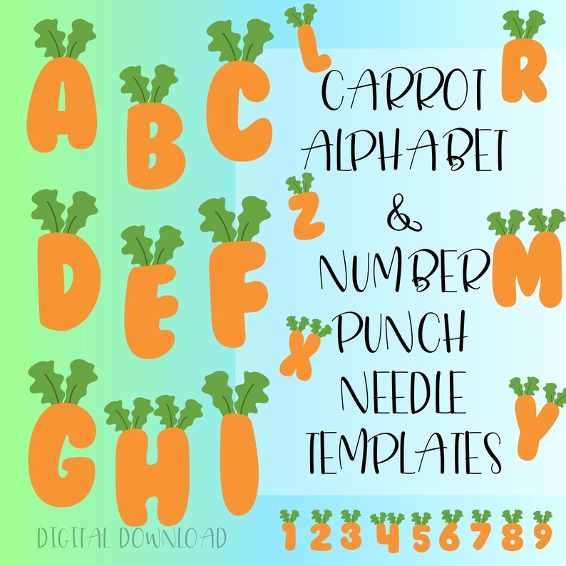 Carrot Punch Needle Alphabet Pattern, Tote Bag Pattern, Punch Needle ...