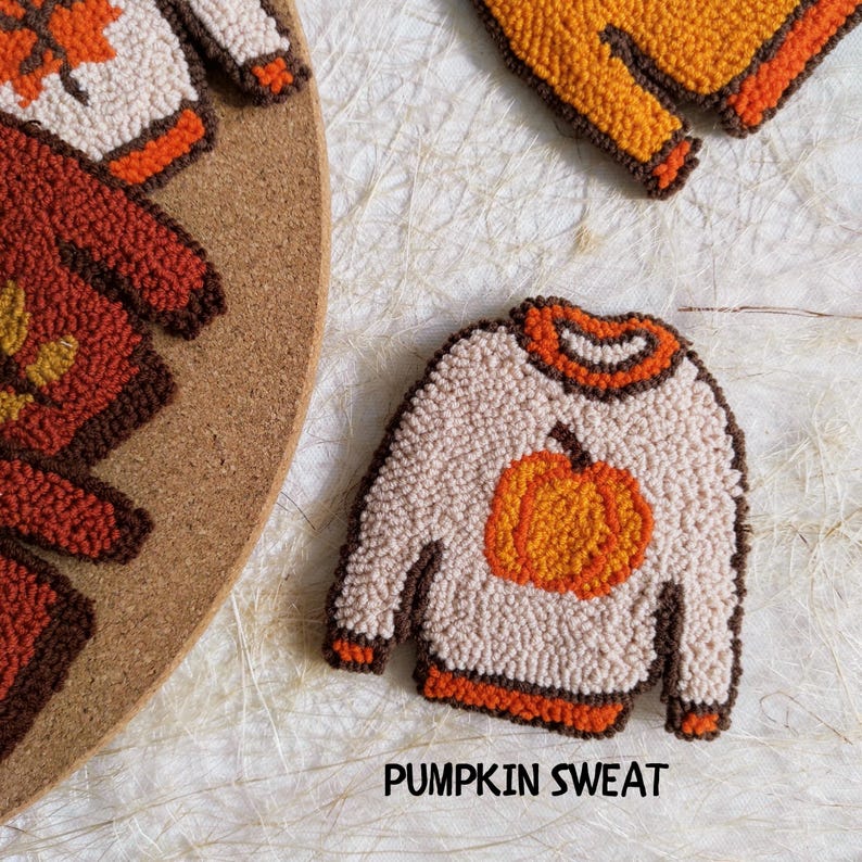 Punch Needle Fall Coasters: Autumn Sweater Mug Rugs - Etsy