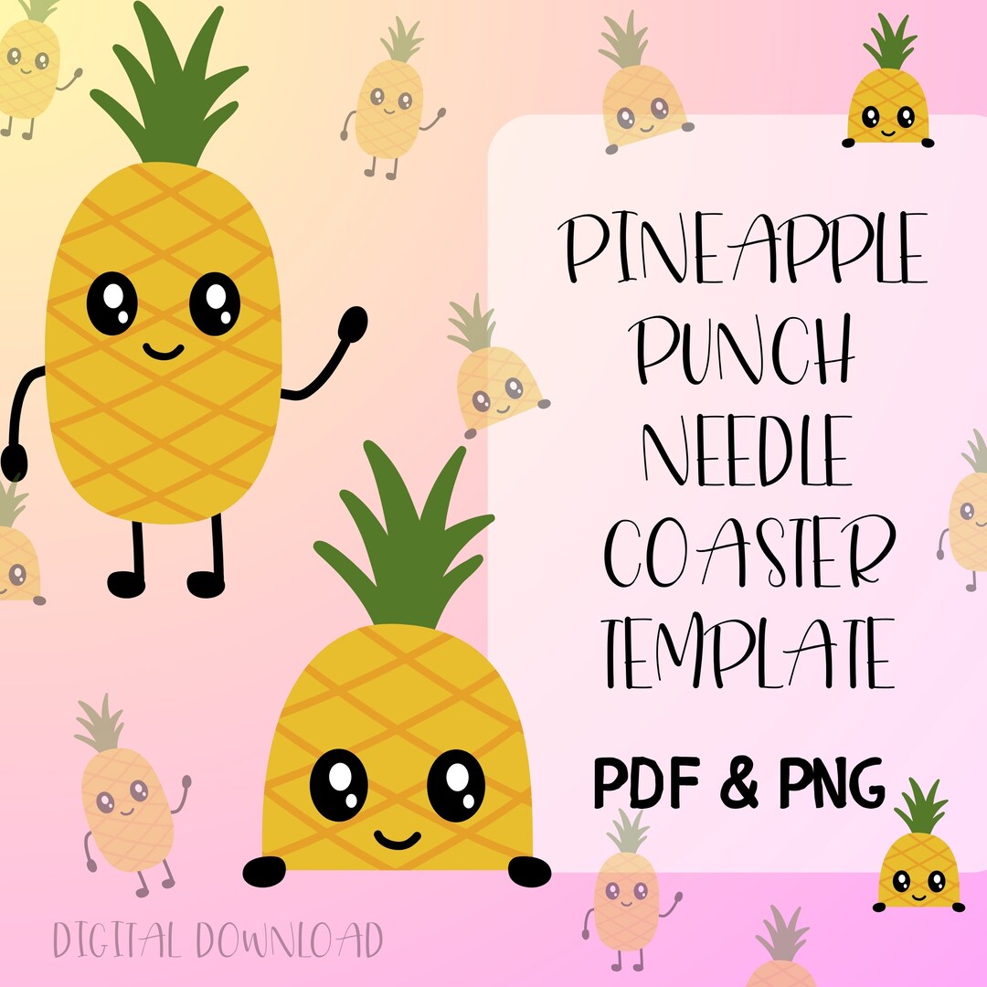 Pineapple Punch Needle Coaster Pattern, Punch Needle Pattern, Pineapple ...