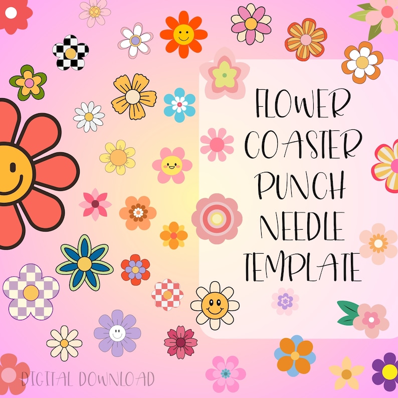 50 Pcs Flower Punch Needle Template, Mug Rug Pattern, Punch Needle ...