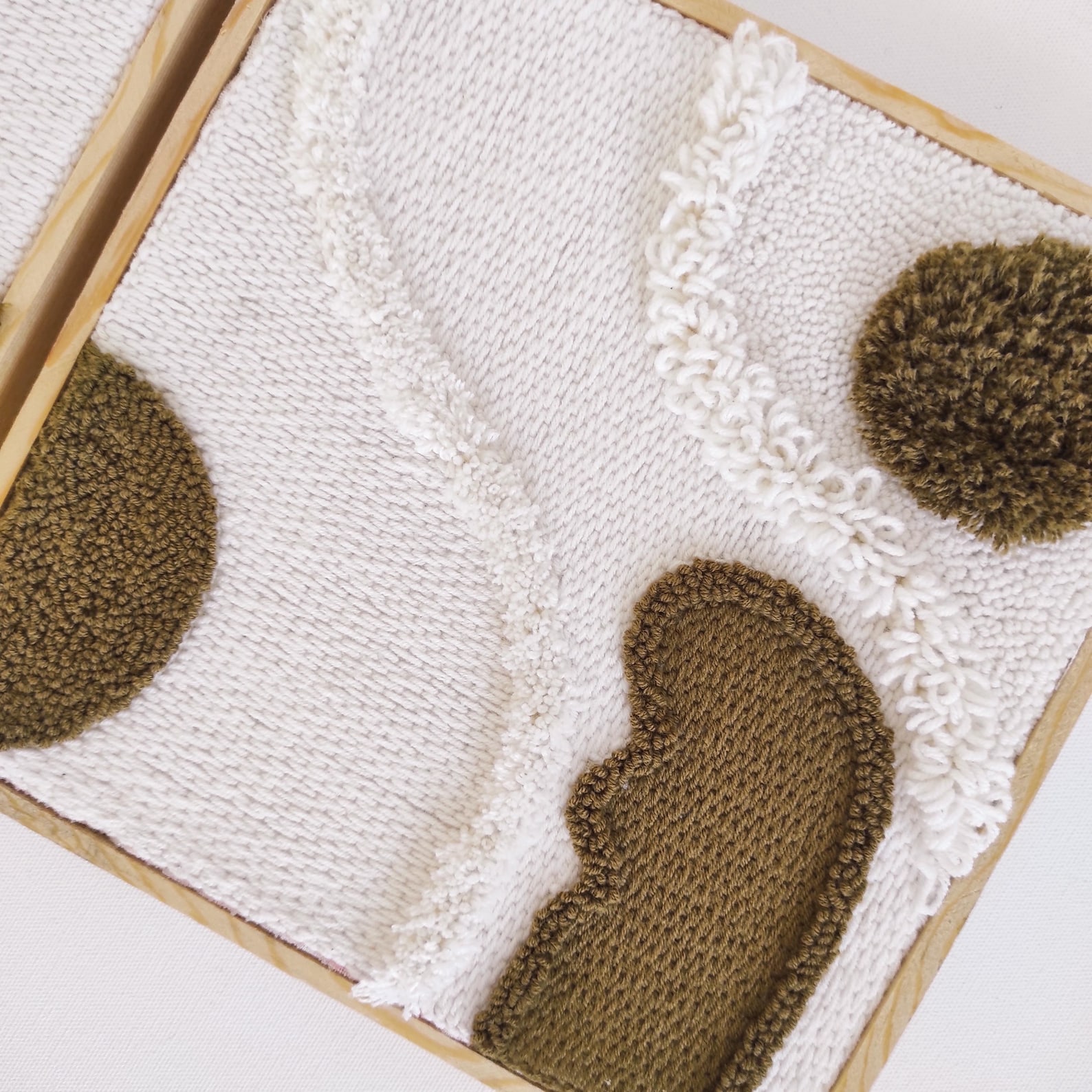 Modern Abstract Textile Wall Hangings, Set of 3 Punch Needle Wall Decor ...