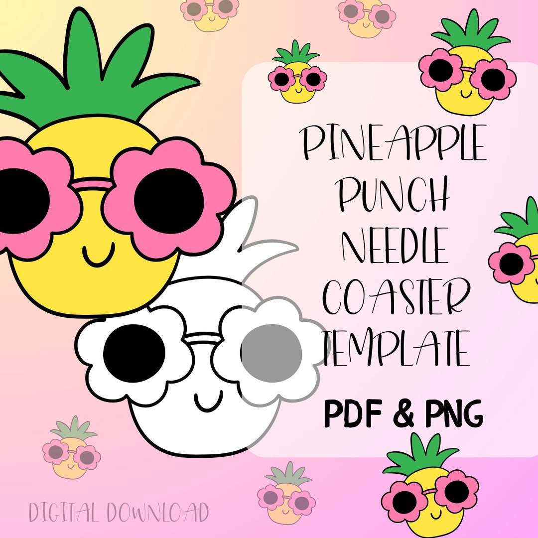 Pineapple Punch Needle Coaster Pattern, Punch Needle Pattern, Pineapple ...