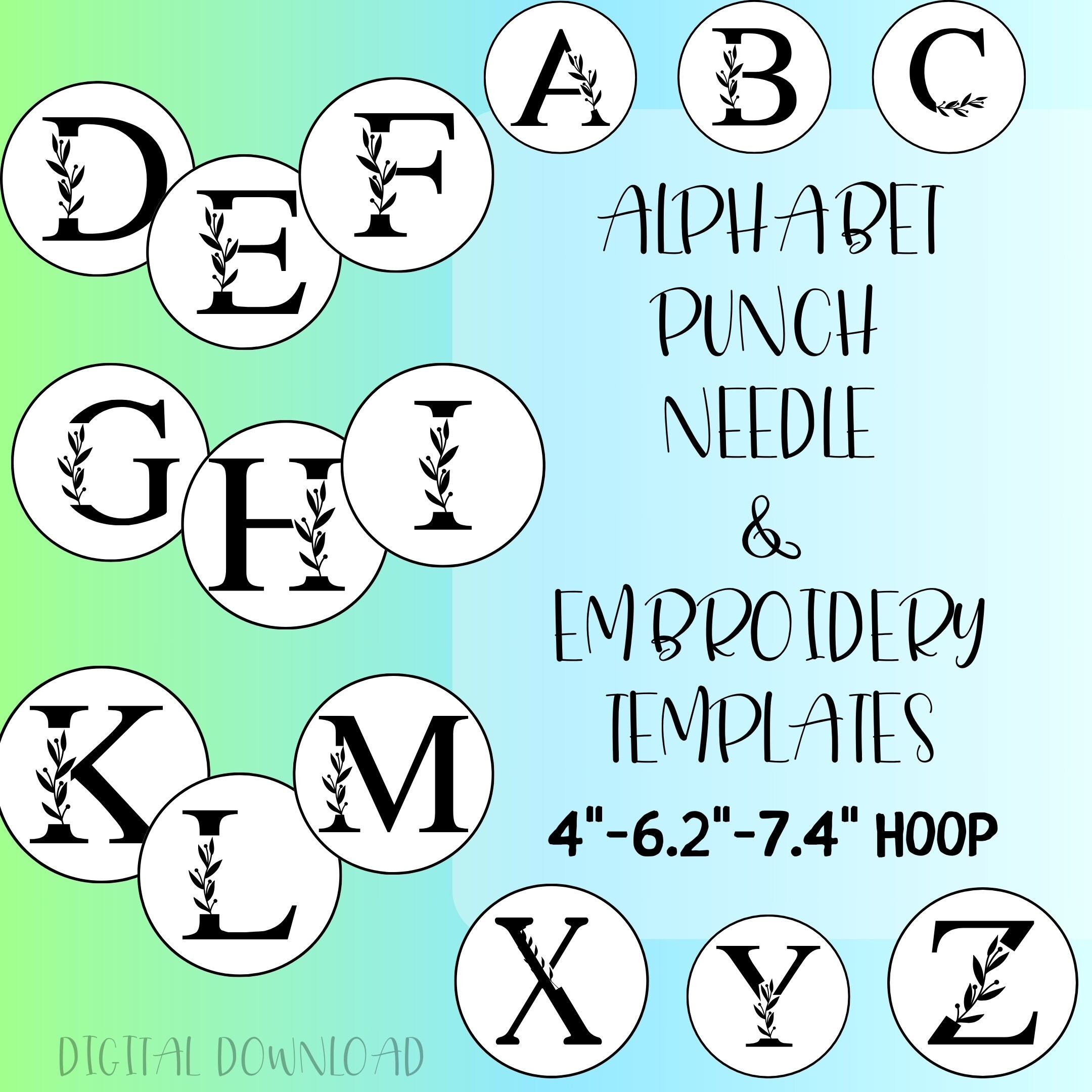 Alphabet Embroidery Pattern, Punch Needle Templates, DIY Letter ...