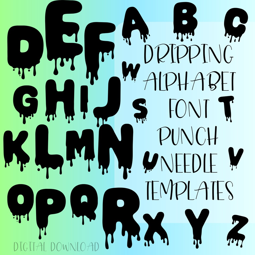 Punch Needle Dripping Alphabet Pattern, Tote Bag Pattern, Punch Needle ...