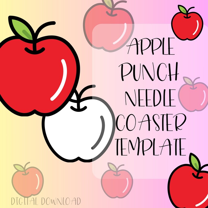 Red Apple Coasters, Punch Needle Pattern, Punch Needle, Cute Coasters ...