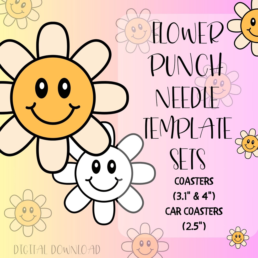 Floral Punch Needle Pattern, Punch Needle Coaster Patterns, Punch ...