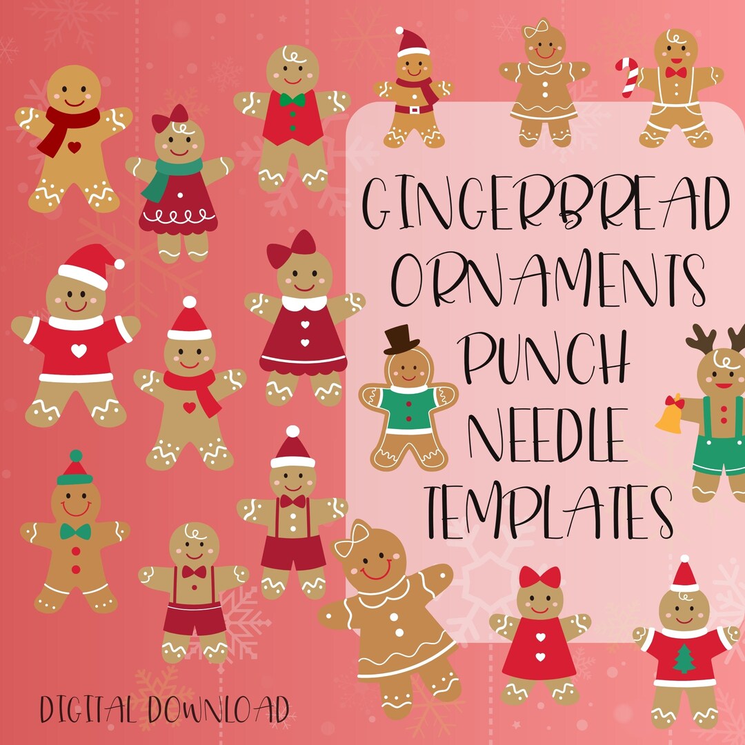Gingerbread Punch Needle Templates, Punch Patterns, Gingerbread ...