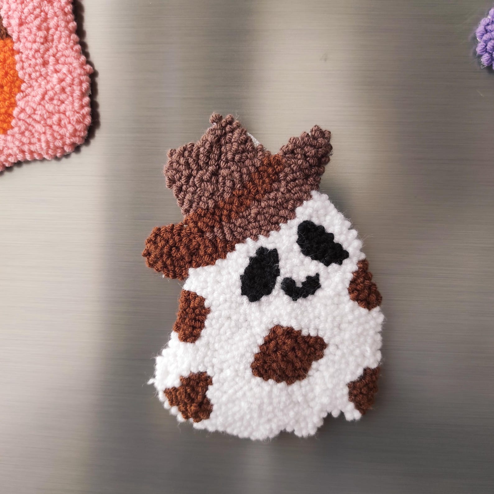 Floral Halloween Ghost Magnets: Handmade Punch Needle Fridge Decor - Etsy