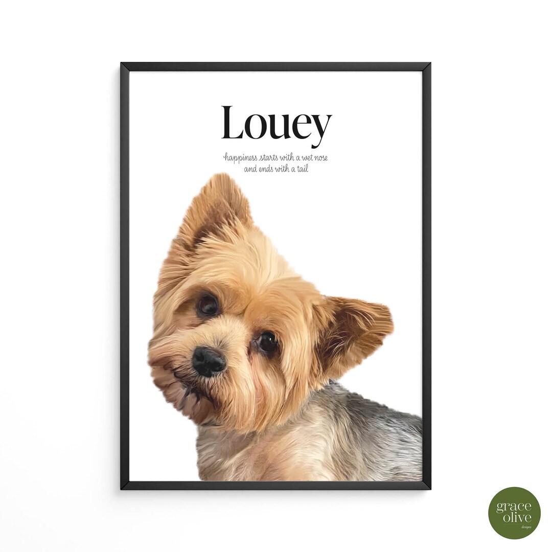 Custom Dog Portrait From Photo, Personalised Dog Print, Gift Idea for ...