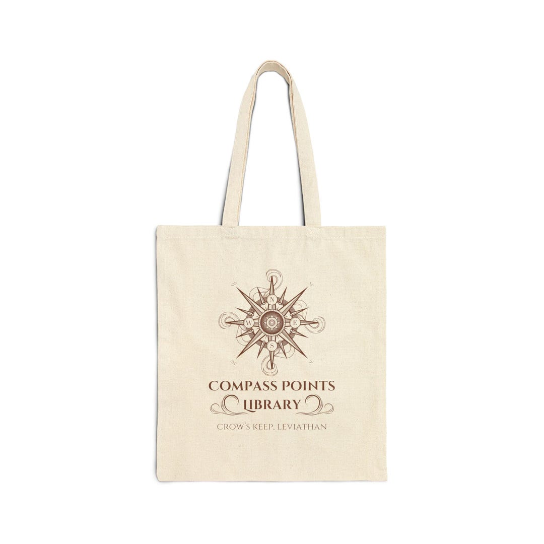 D20 Fantasy High Tote Bag, Compass Points Library, Dimension 20 ...