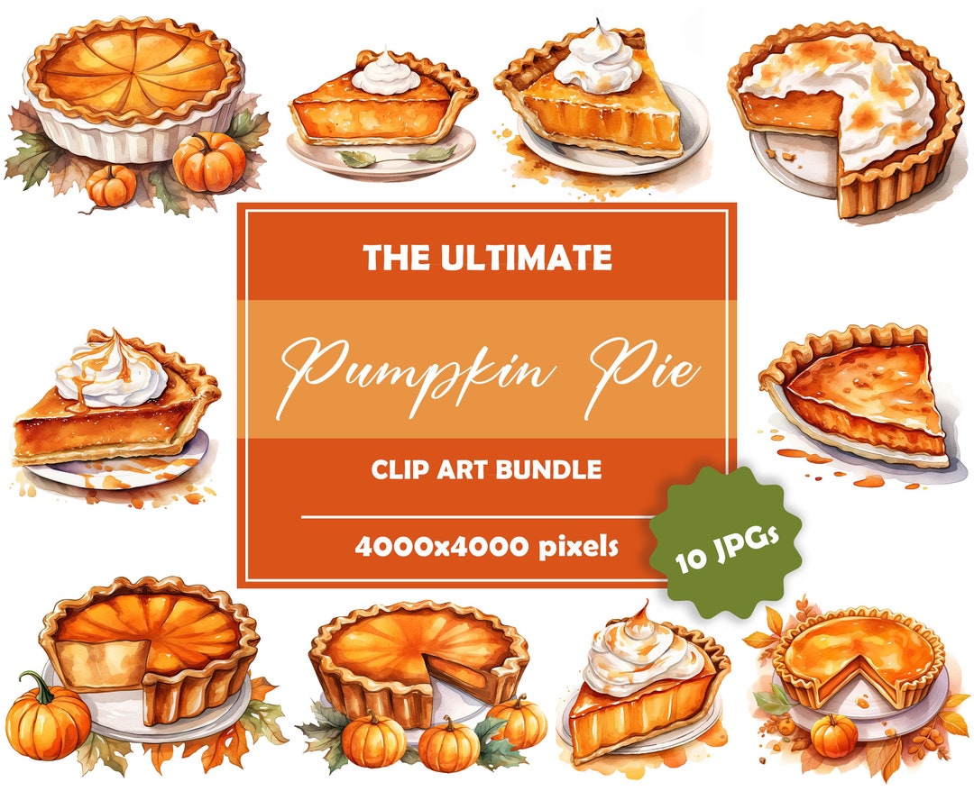 Watercolor Pumpkin Pie Clipart Bundle, Commercial Use, 10 Jpg Pumpkin ...