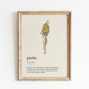 Pasta Poster, Pasta Definition Print, Pasta Lover Gift, Pasta Wall Art ...