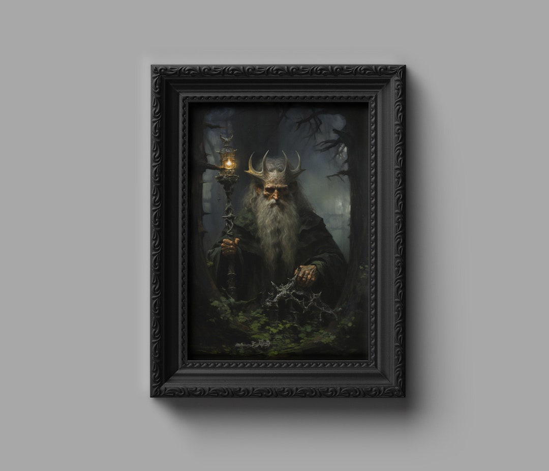 Pagan God Painting Poster, Printable Poster, Celtic God Print, Gothic ...