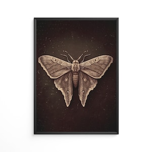 Vintage Moth Poster, Moth Poster, Gothic Poster, Gothic Moth Art, Dark ...