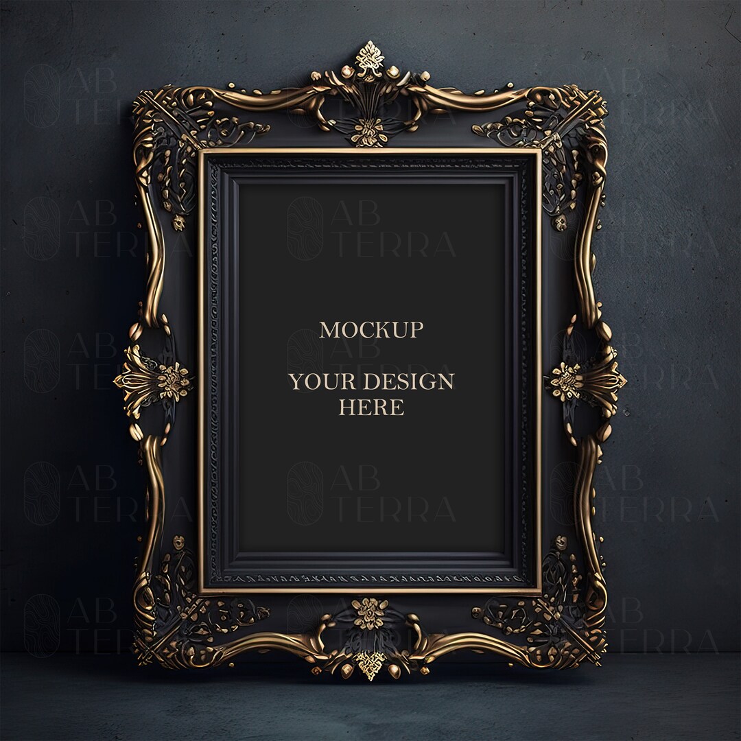 Gothic Frame Mockup, Golden Frame Mockup, Vintage Frame Mockup, Dark ...