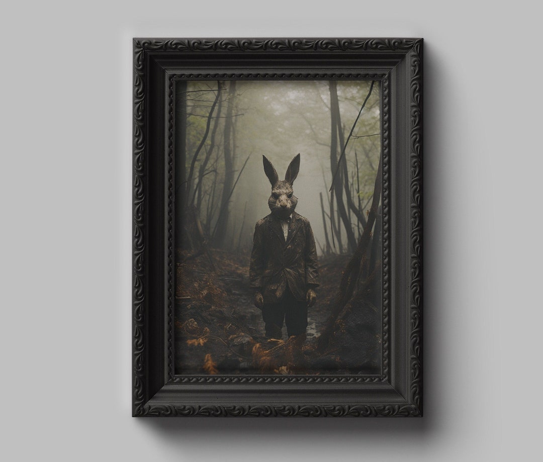 Creepy Man With Rabbit Head, Printable Poster, Creepy Poster, Dark ...