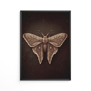 Vintage Moth Poster, Moth Poster, Gothic Poster, Gothic Moth Art, Dark ...