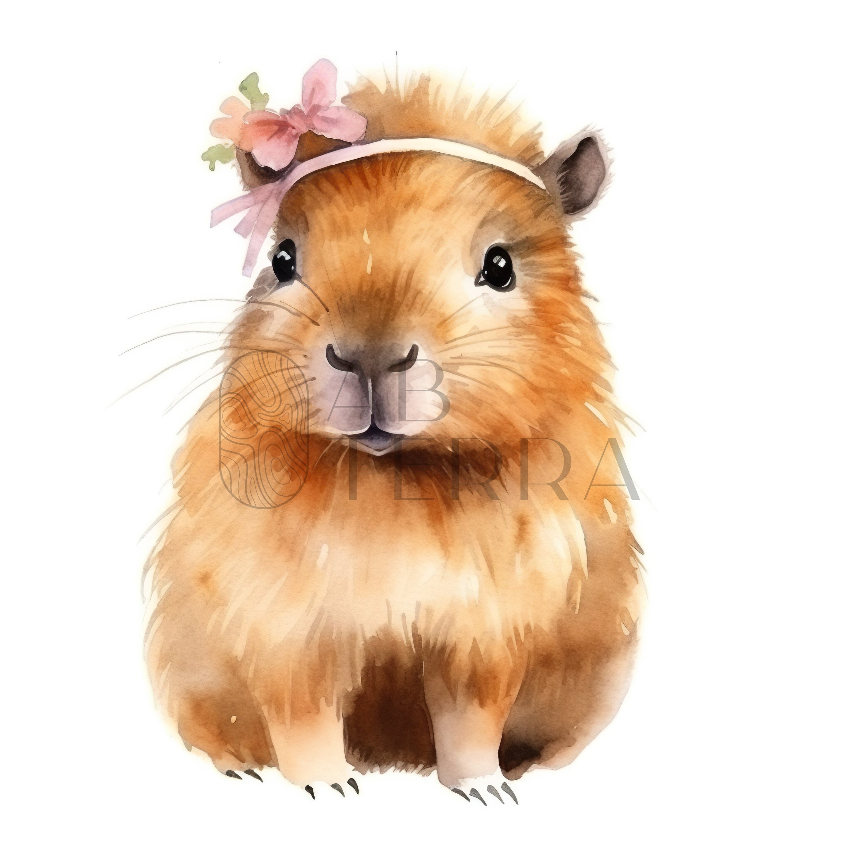 Capybara Watercolor Clipart Bundle, Commercial Use, 10 Capybara Clipart ...