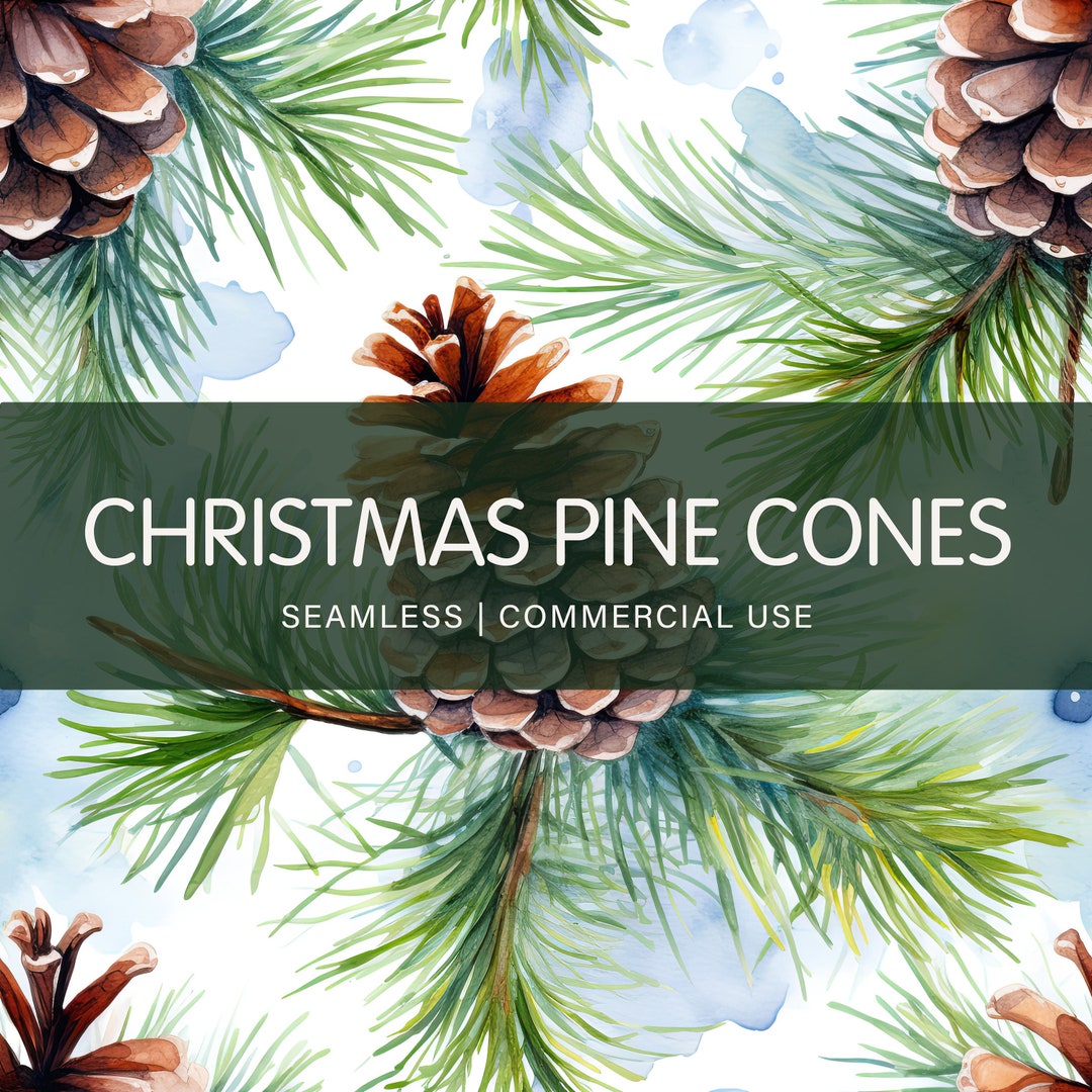 Christmas Pine Cones Seamless Pattern, Commercial Use, Christmas ...