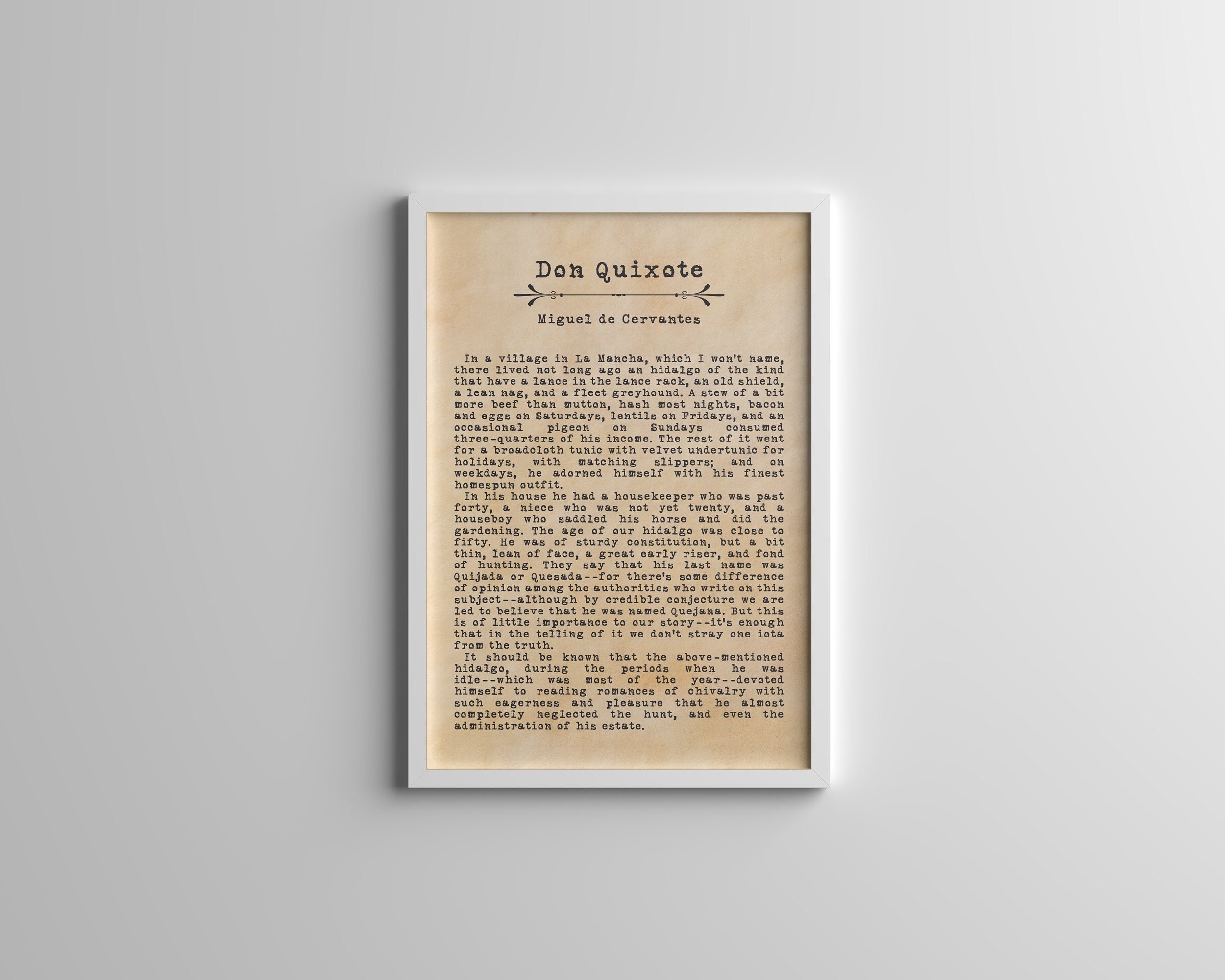 Don Quixote Book Page Poster, Don Quixote Print, Miguel De Cervantes ...