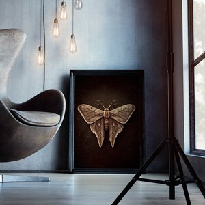 Vintage Moth Poster, Moth Poster, Gothic Poster, Gothic Moth Art, Dark ...