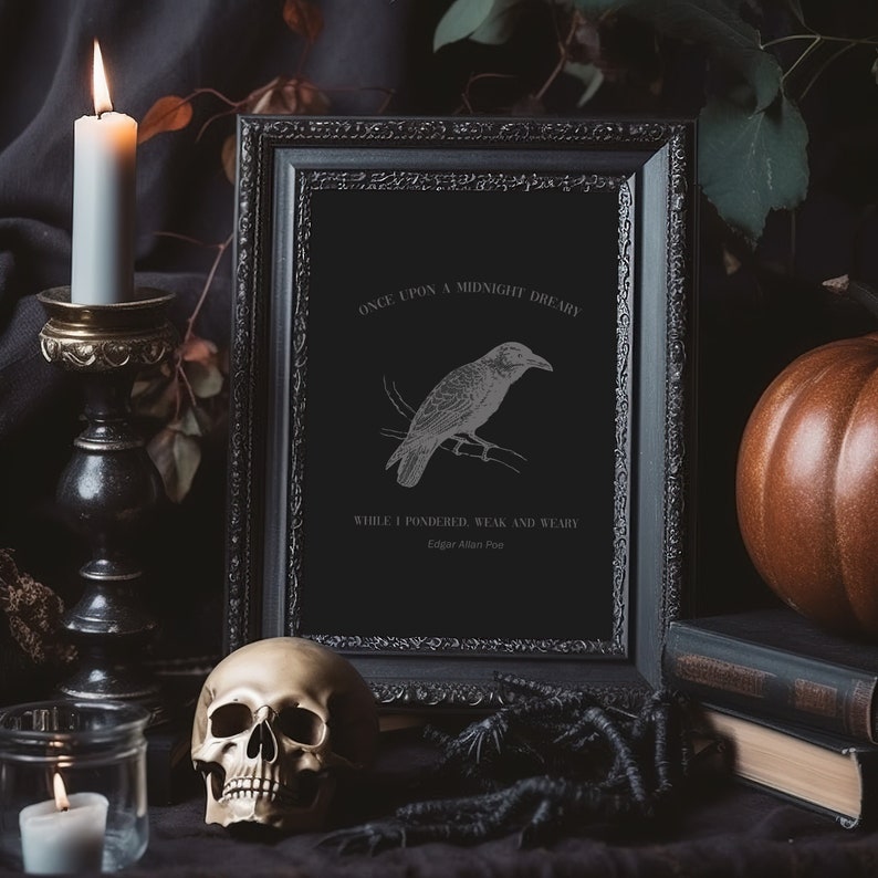 Edgar Allan Poe Raven Poster, Dark Academia Print, Instant Download ...