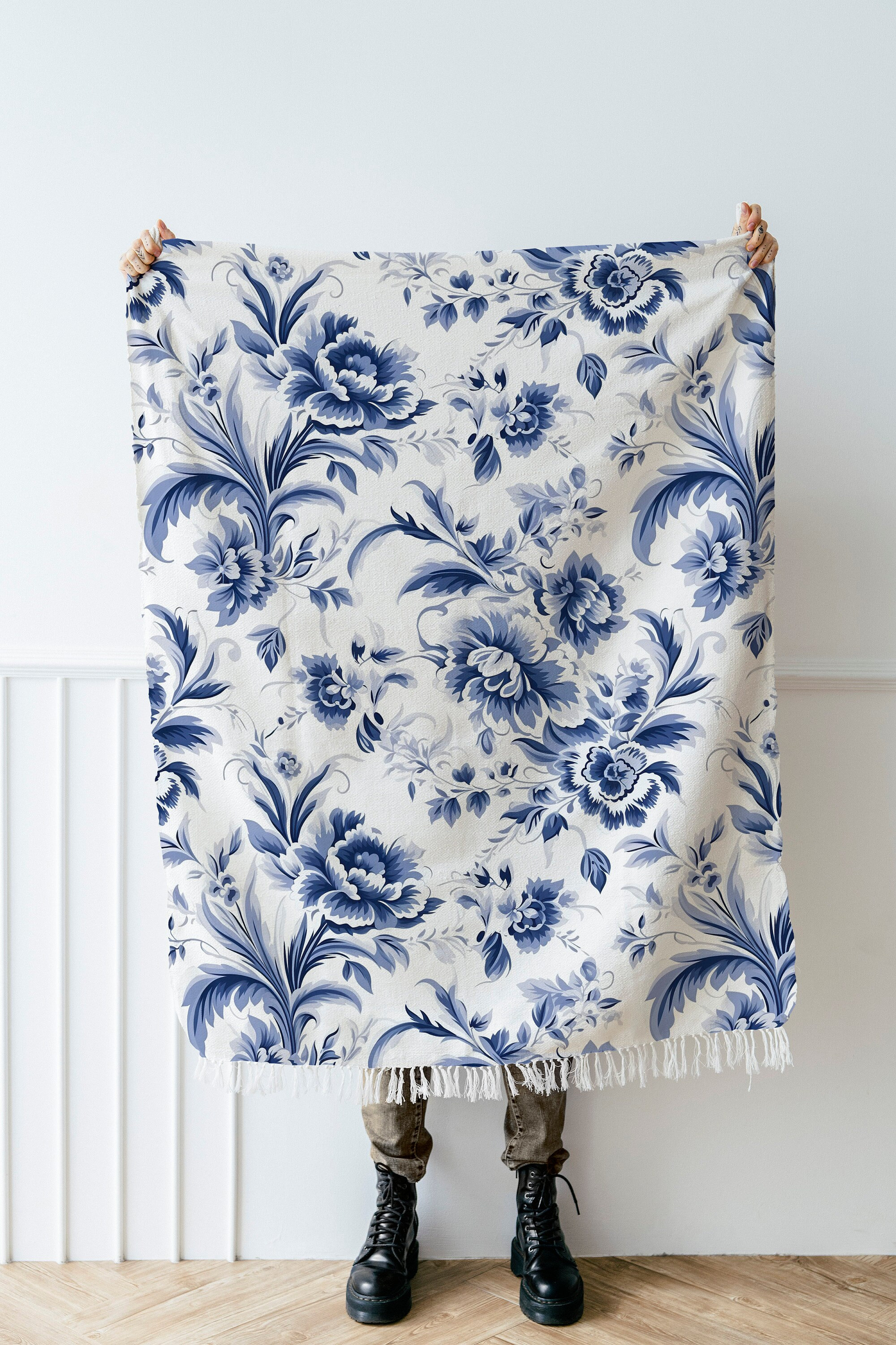 Royal Blue Toile Seamless Pattern, Commercial Use, Digital Paper, Blue ...