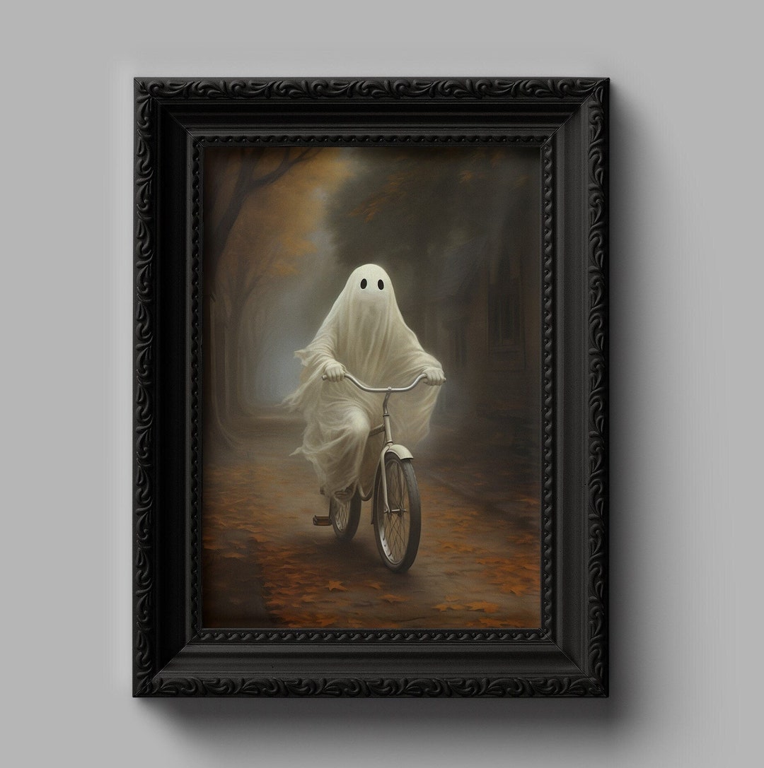 Ghost Riding a Bike Painting, Digital Print, Funny Ghost Print ...