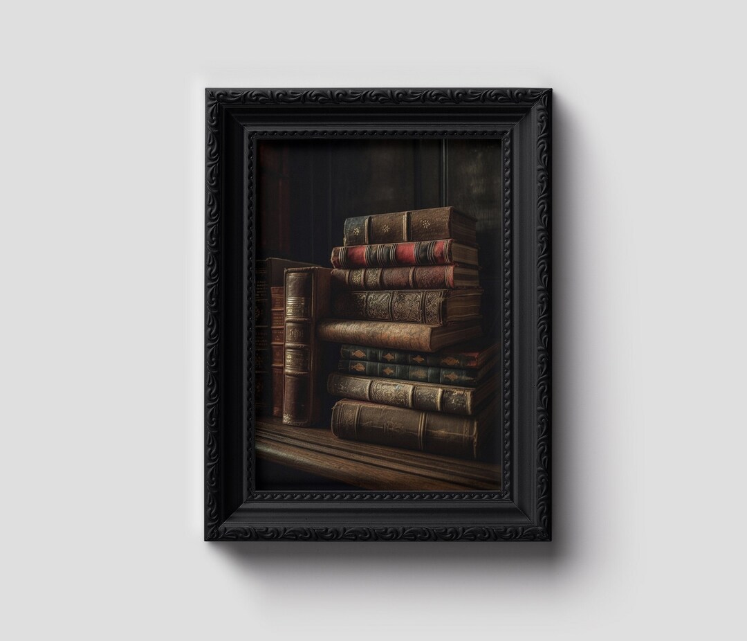 Vintage Books Poster, Dark Academia Print, Dark Mood Poster, Dark ...