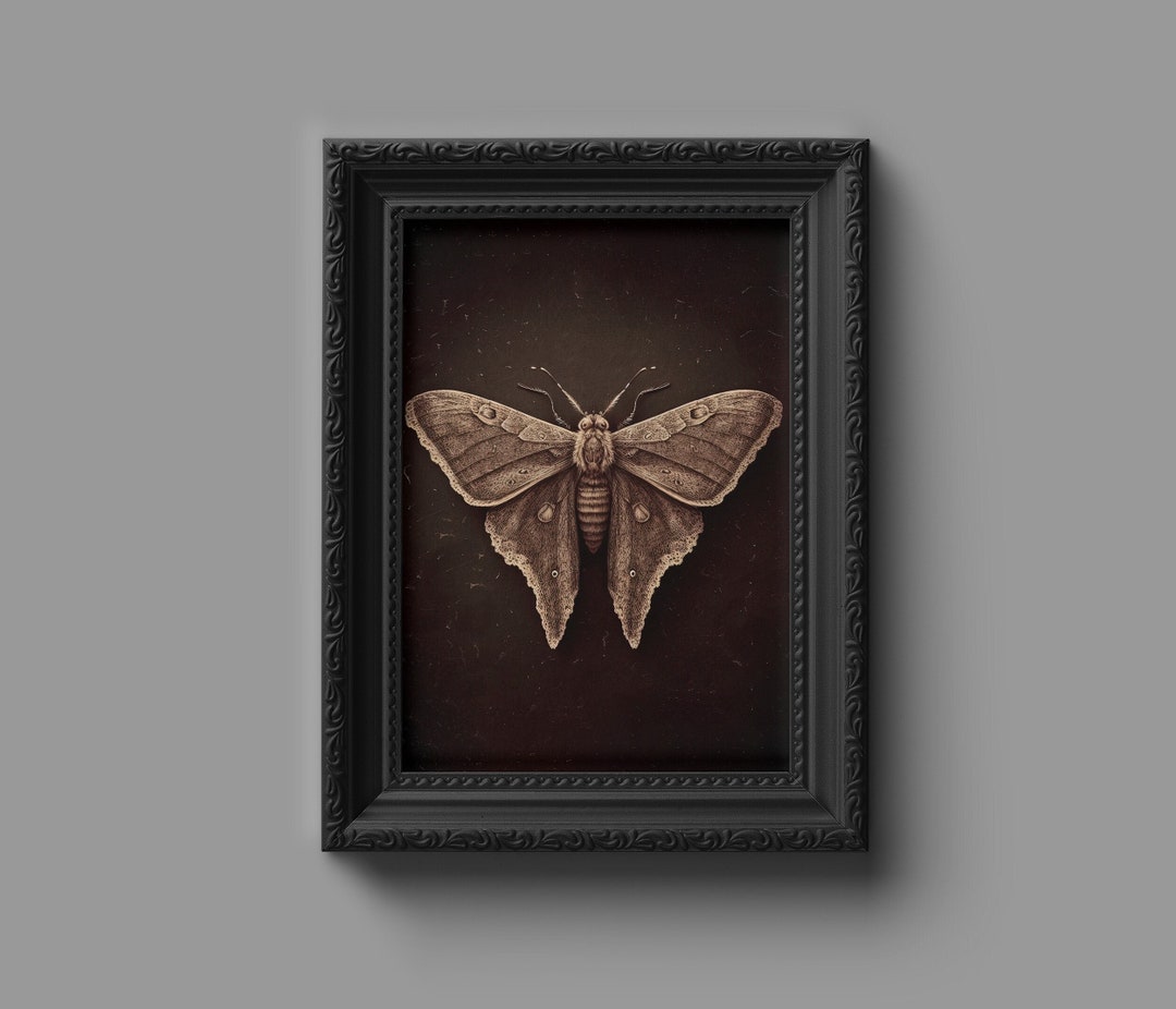 Vintage Moth Poster, Moth Poster, Gothic Poster, Gothic Moth Art, Dark ...