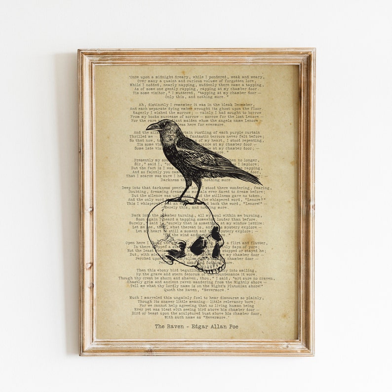 The Raven Poem Poster, the Raven Poster, Edgar Allan Poe Poster, the ...
