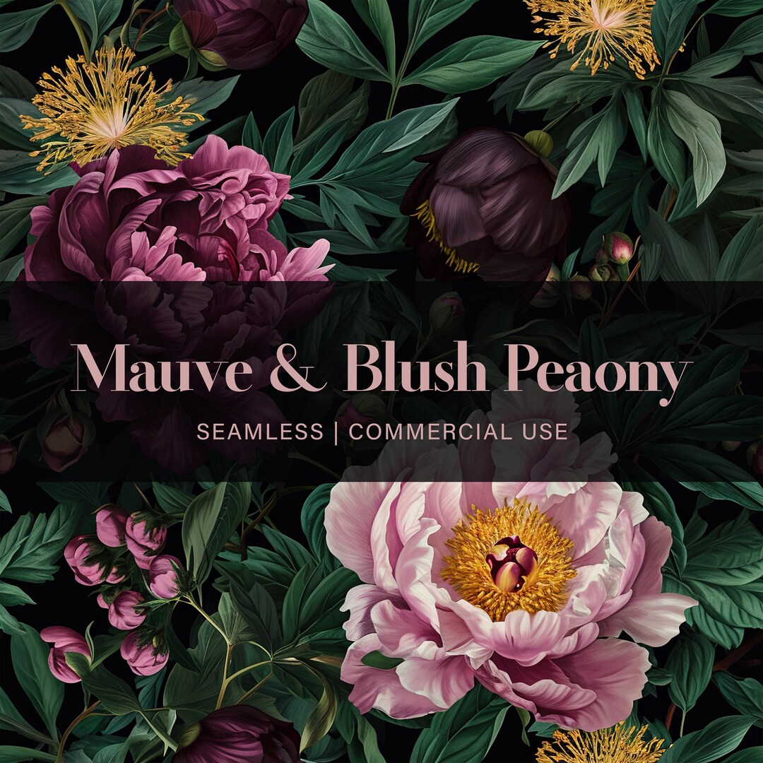 Purple and Pink Peony Seamless Pattern, Commercial Use, Peony Pattern ...