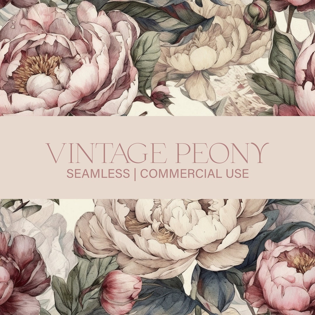 Vintage Peony Seamless Pattern, Seamless Pattern, Peony Pattern ...