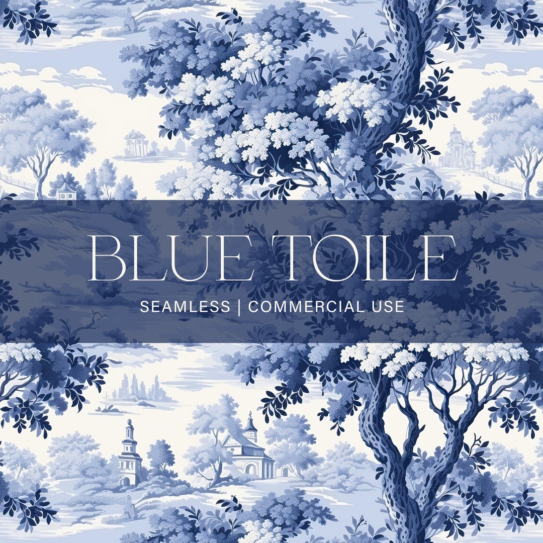 Blue French Toile Seamless Pattern, Commercial Use, Toile Pattern ...