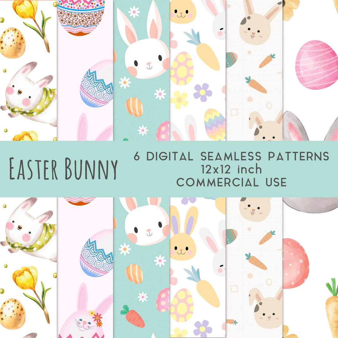 Cute Easter Bunny Seamless Patterns, Easter Pattern, Easter Scrapbook ...